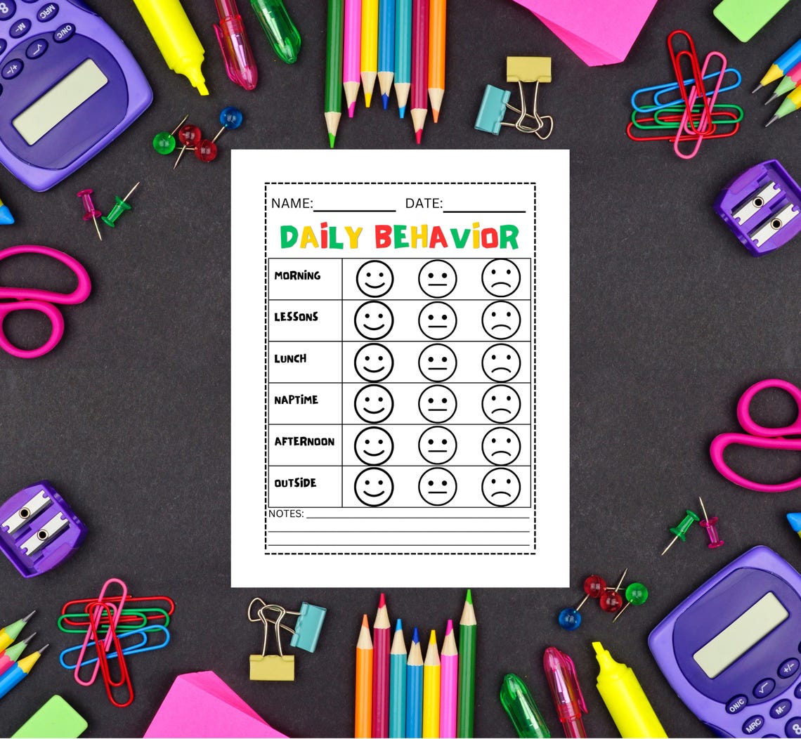 INSTANT DOWNLOAD PRINTABLE Daycare Preschool Daily Behavior Report ...