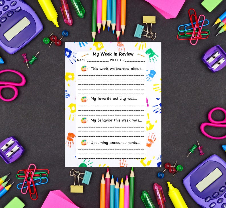 INSTANT DOWNLOAD PRINTABLE Preschool Daycare Weekly Lesson Review - Etsy