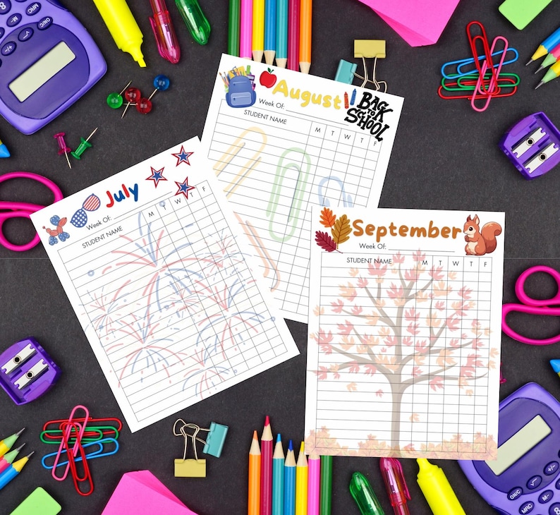 INSTANT DOWNLOAD PRINTABLE Daycare Preschool Weekly Monthly Attendance ...