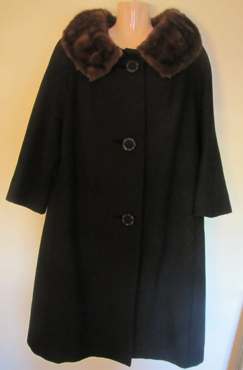 Vintage Coat FUR MINK COLLAR the Blum Store Phila 50-60's Mid Century ...