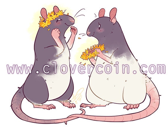 Items similar to Flower Crown Rats 8.5" x 11" Print on Etsy