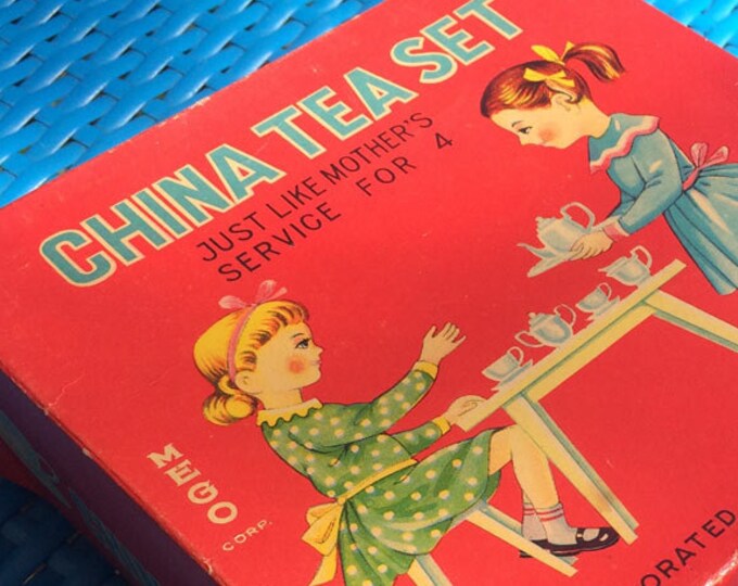 Child's China Tea Set in Original Box With Wild Wheat Pattern by Mego ...