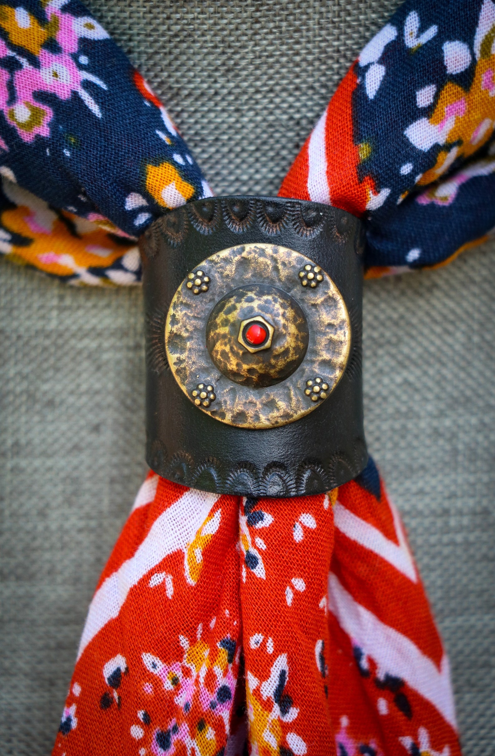 Leather Neckerchief Slide in Black. - Etsy