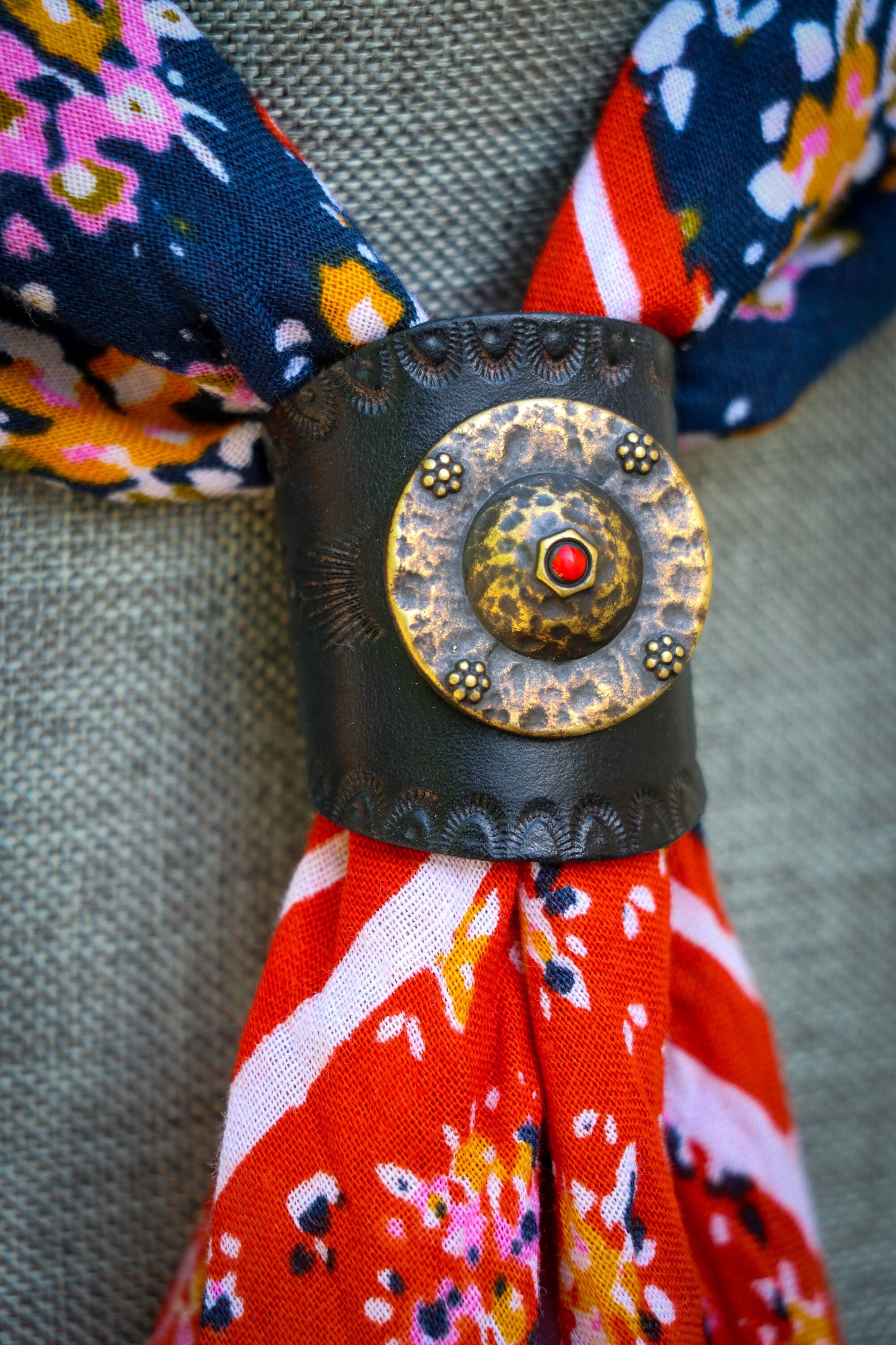 Leather Neckerchief Slide in Black. - Etsy