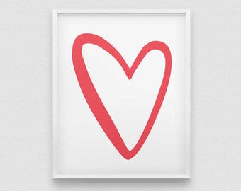 Red Heart Print | Etsy