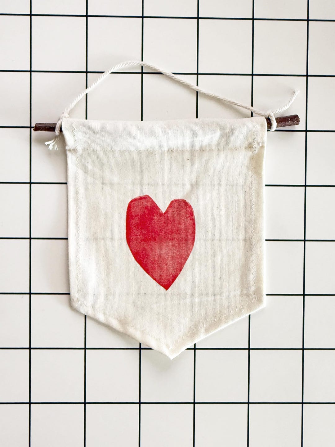 Heart Linocut Wall Banner, Red Heart Banner, Love Heart Print, Love ...