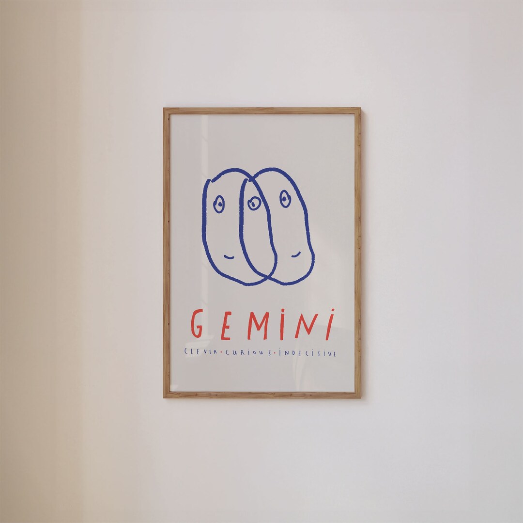 Gemini Poster, Gemini Print, Zodiac Sign Print, Horoscope Print, Zodiac ...