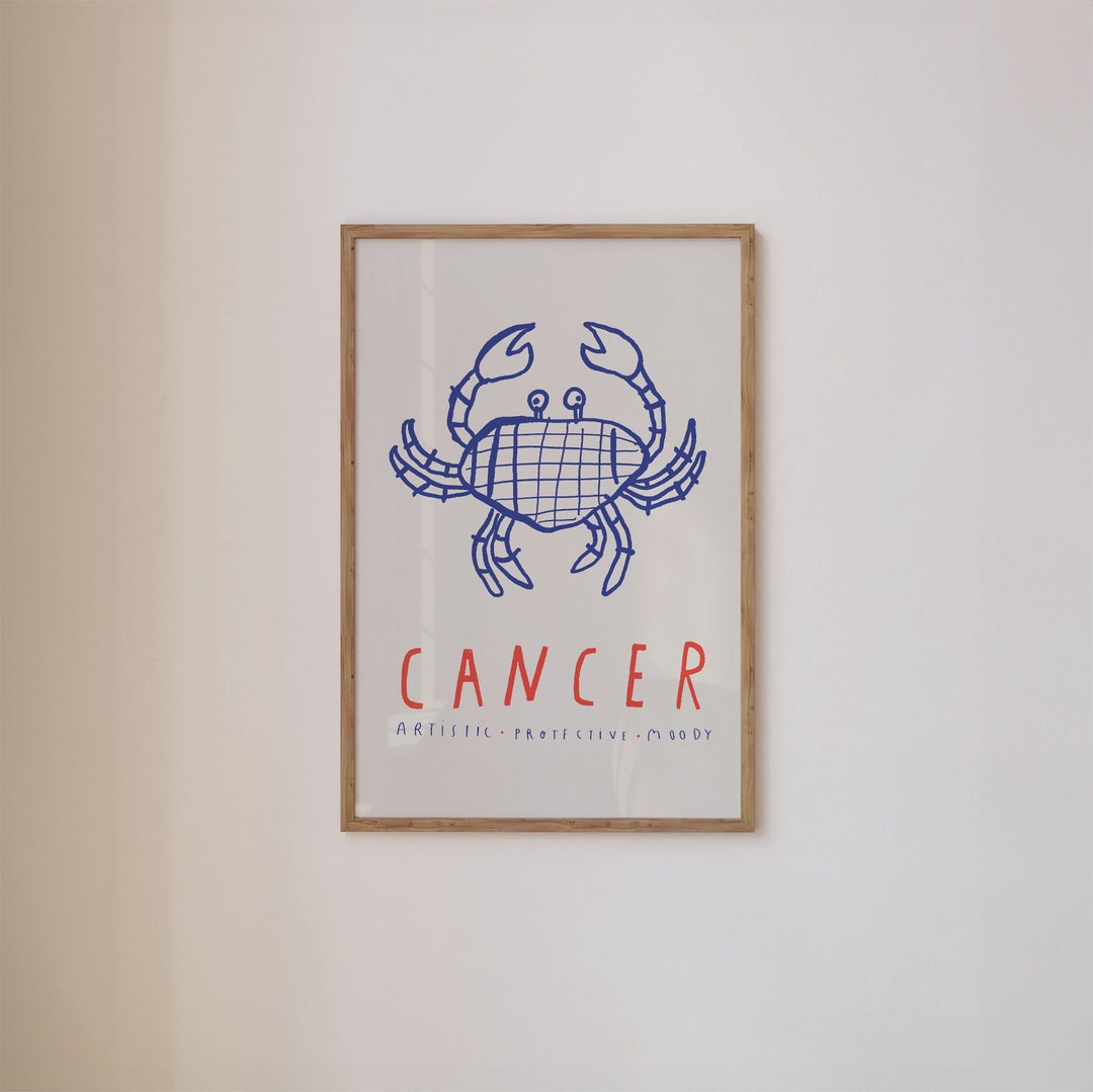 Cancer Sign Poster, Cancer Sign Print, Zodiac Sign Print, Horoscope ...