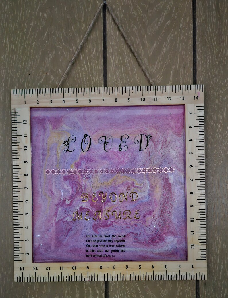 Loved Sign, Word Art, Inspirational Sign, Wood and Resin Sign, Pink ...