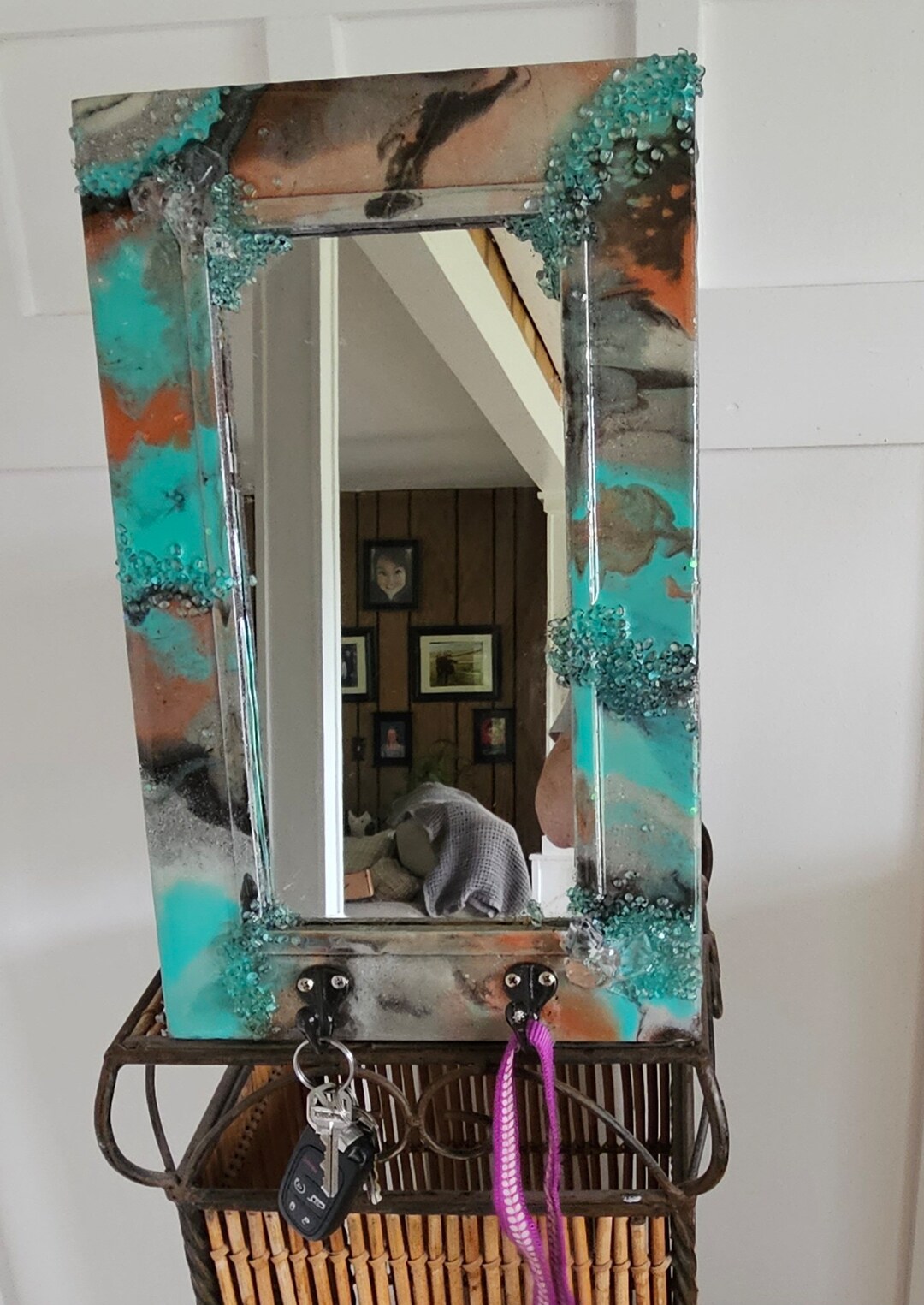Decorative Mirror and Key Hook. Geode Crystal Inspired. Perfect for ...