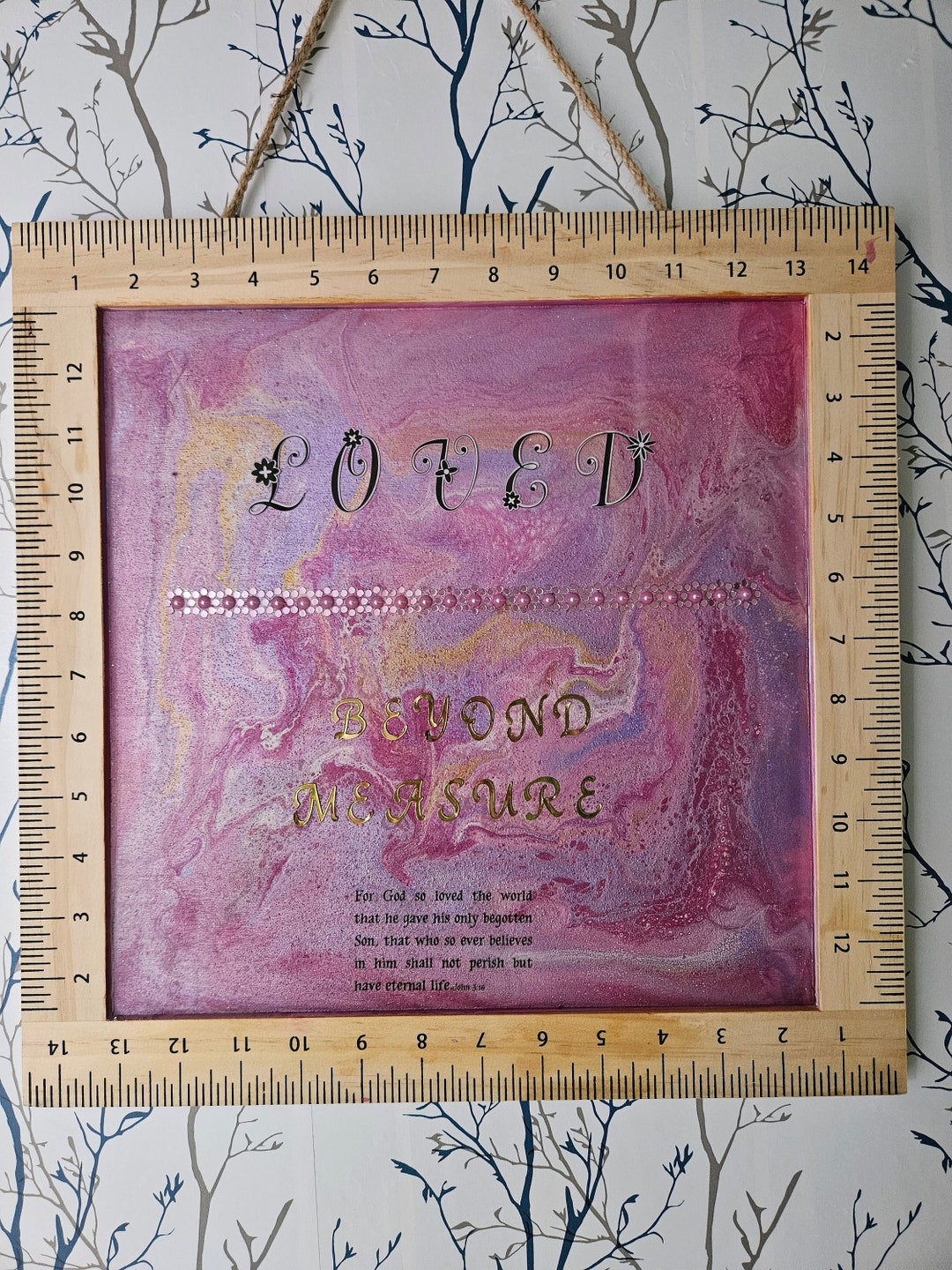 Loved Sign, Word Art, Inspirational Sign, Wood and Resin Sign, Pink ...