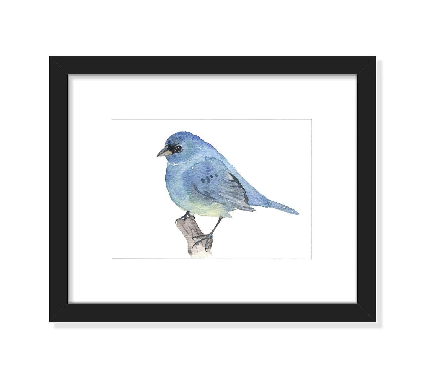 Blue Bird on a Branch - Fine Art Print - Etsy