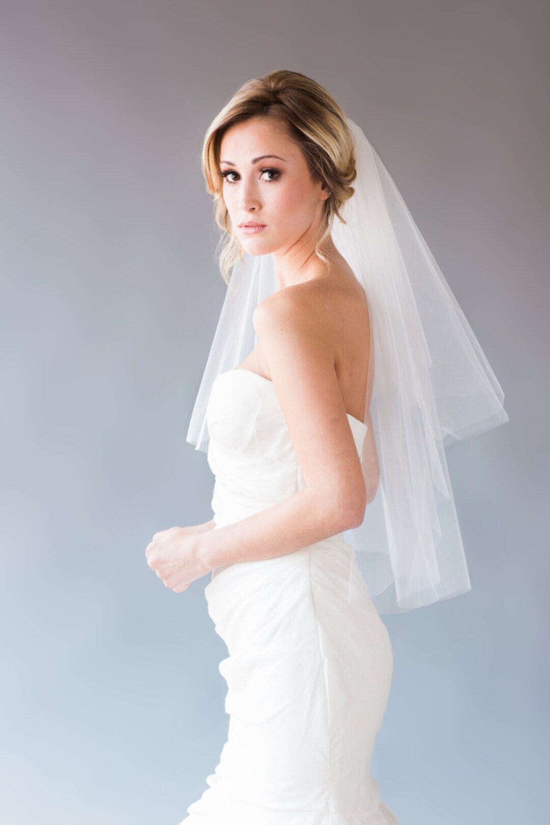 Two Tier Fingertip Wedding Veil, 72" Width: MARIE VEIL - Etsy