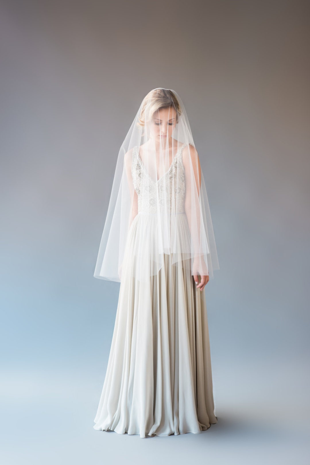 CARA VEIL: Romantic Circle Wedding Veil, Soft Tulle, Fingertip Length ...