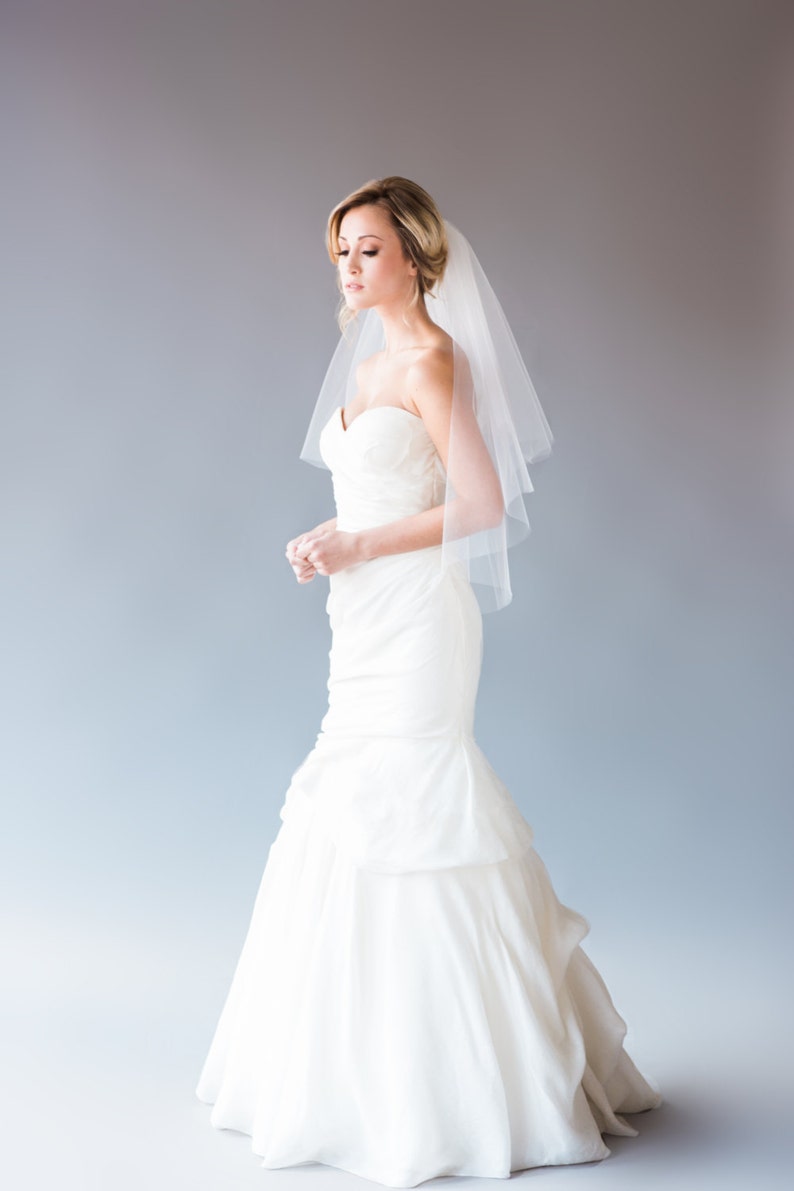 Two Tier Fingertip Wedding Veil, 72" Width: MARIE VEIL - Etsy