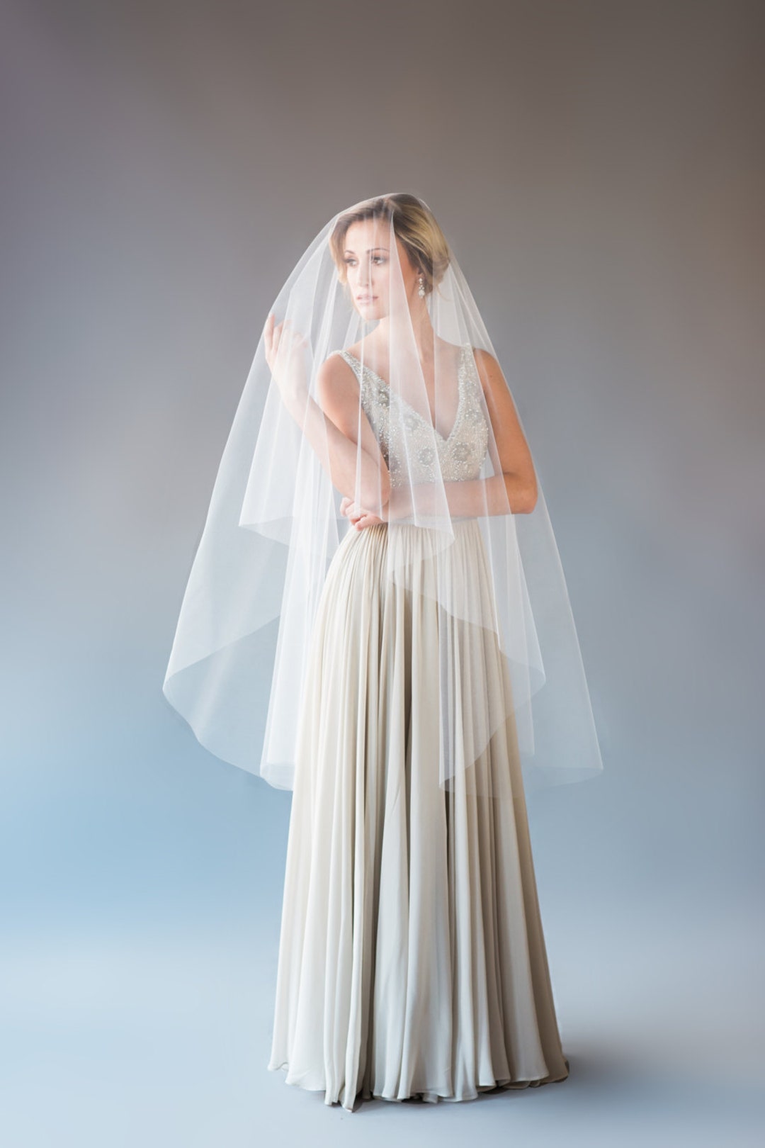 Ellena Veil - Waltz Length Drop Veil, Wedding Veil, Circle Veil, Ballet ...