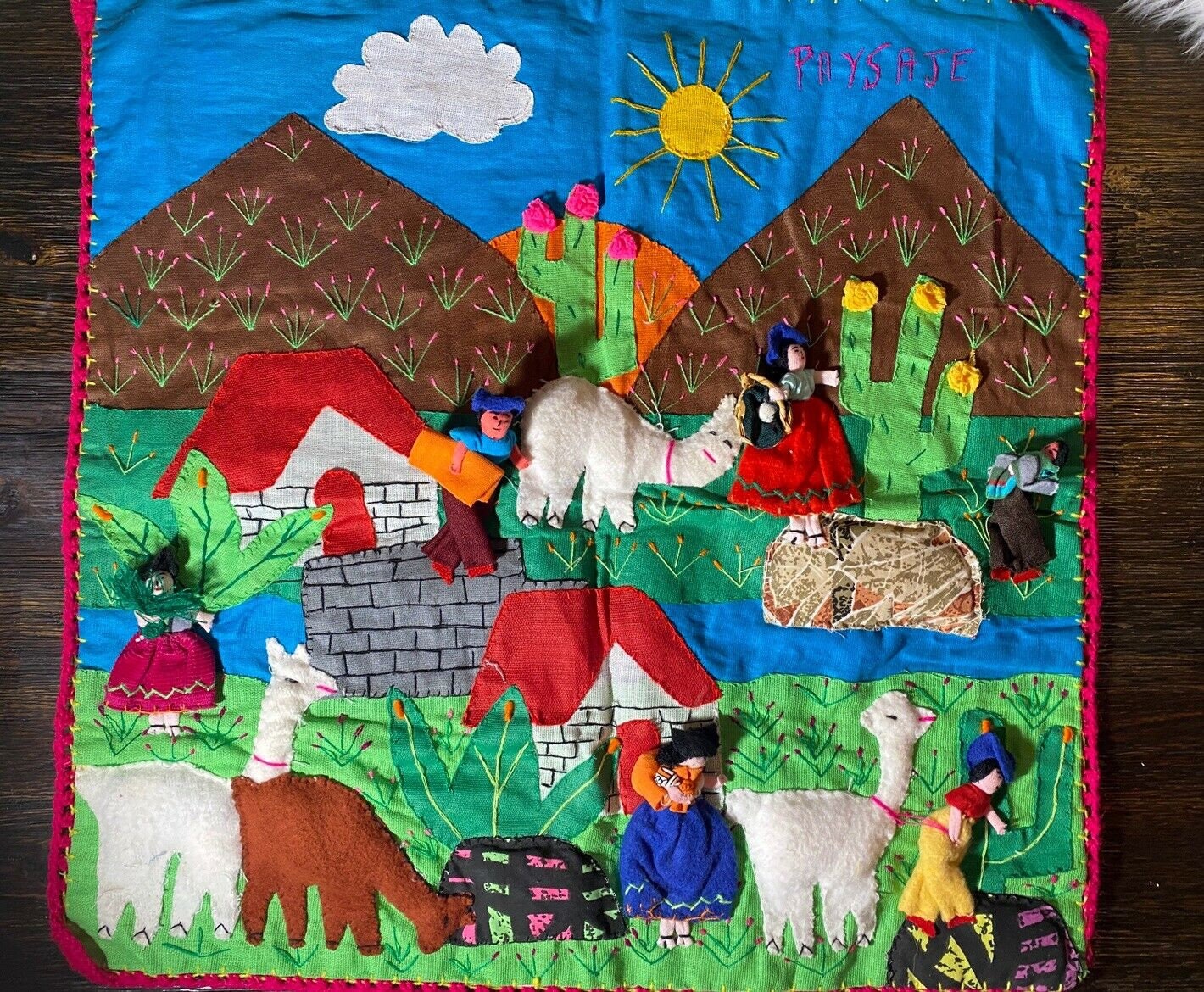 Vintage Fabric Arpillera 3D Folk Art Applique Tapestry Peru ...