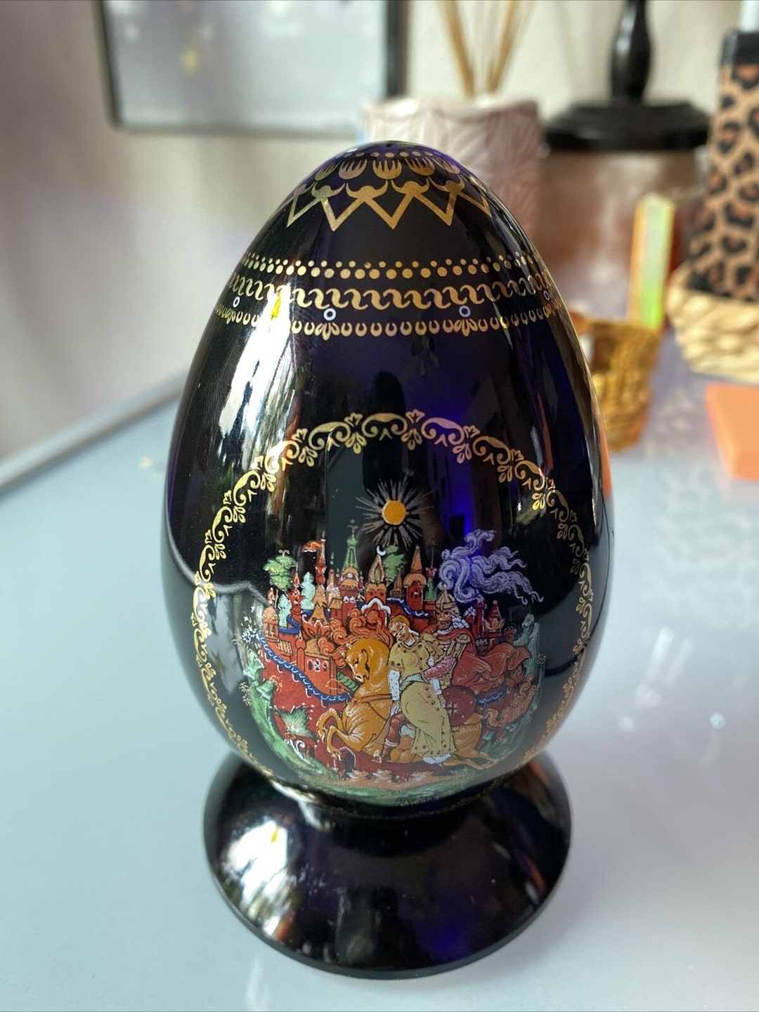 VTG Russian Legend Ruslan and Ludmila Porcelain Fairy Tale Egg Black ...
