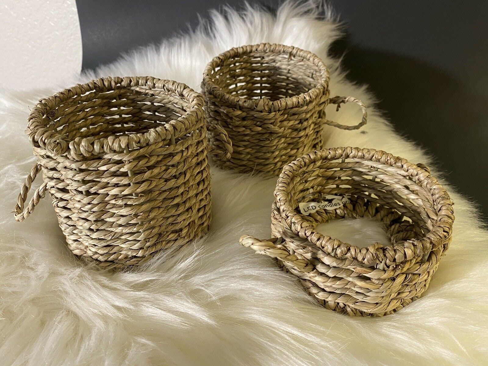 LED Wicker Rattan Battery Operated Candle Holders Boho Woven - Etsy