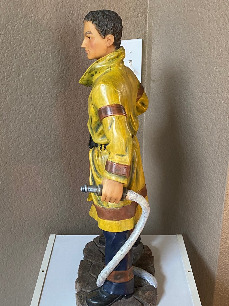19 Male Tall Fireman Firefighter Fire Department Statue Resin Figure ...
