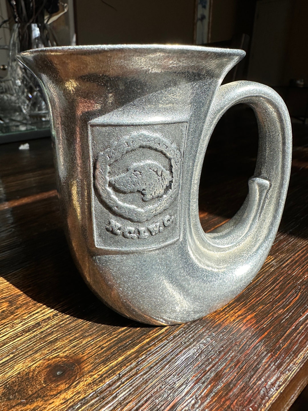 RWP Pewter Metal Bugle Trumpet Horn Shaped Mug Cup Stein Armetale Dog ...