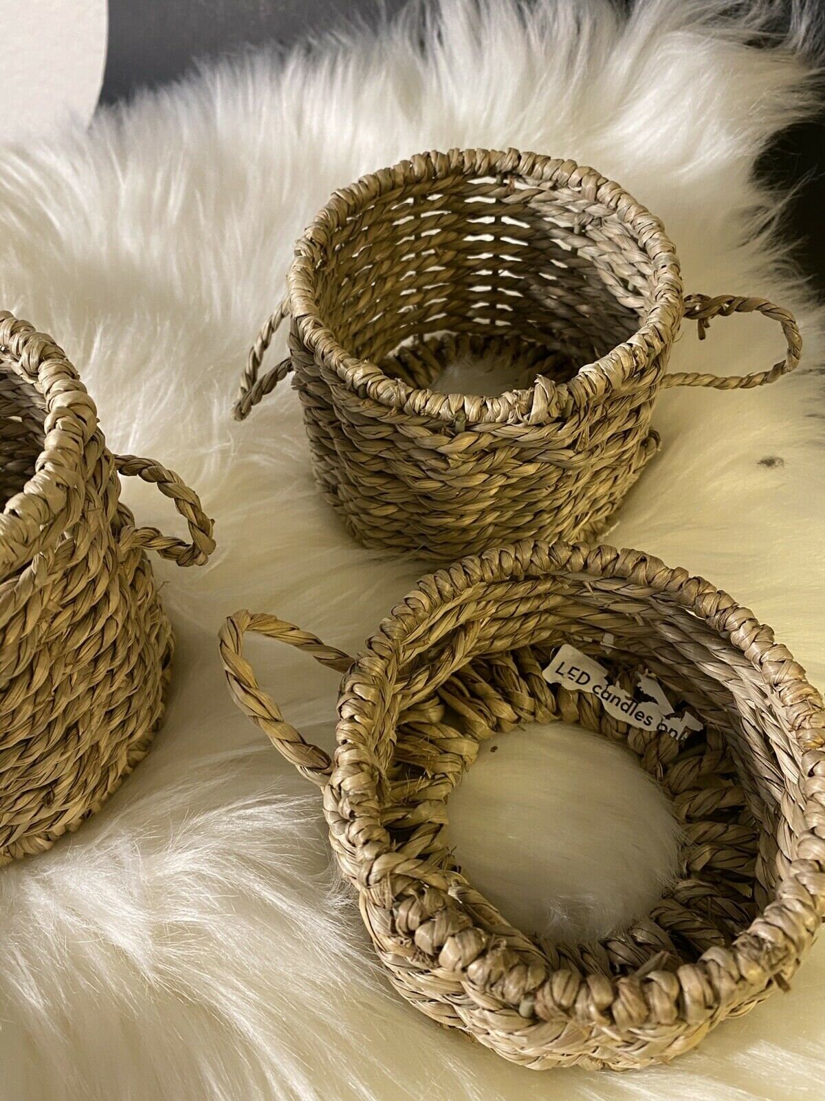 LED Wicker Rattan Battery Operated Candle Holders Boho Woven - Etsy