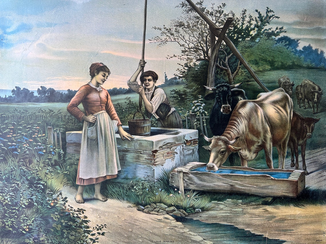 Vintage James Lee Lithograph Print Love Makin Picture Art Has Flaws - Etsy