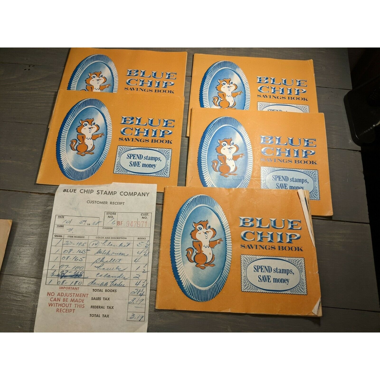 Vintage Blue Chip Stamp Company Savings Book and 1 Handwritten Receipt ...