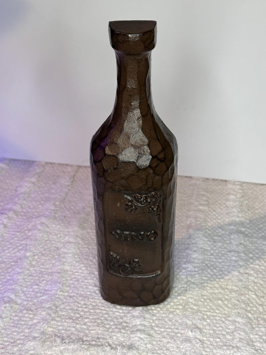 Farmhouse Rustic Cast Iron Metal Wine Bottle Shaped Door Stopper Stay ...