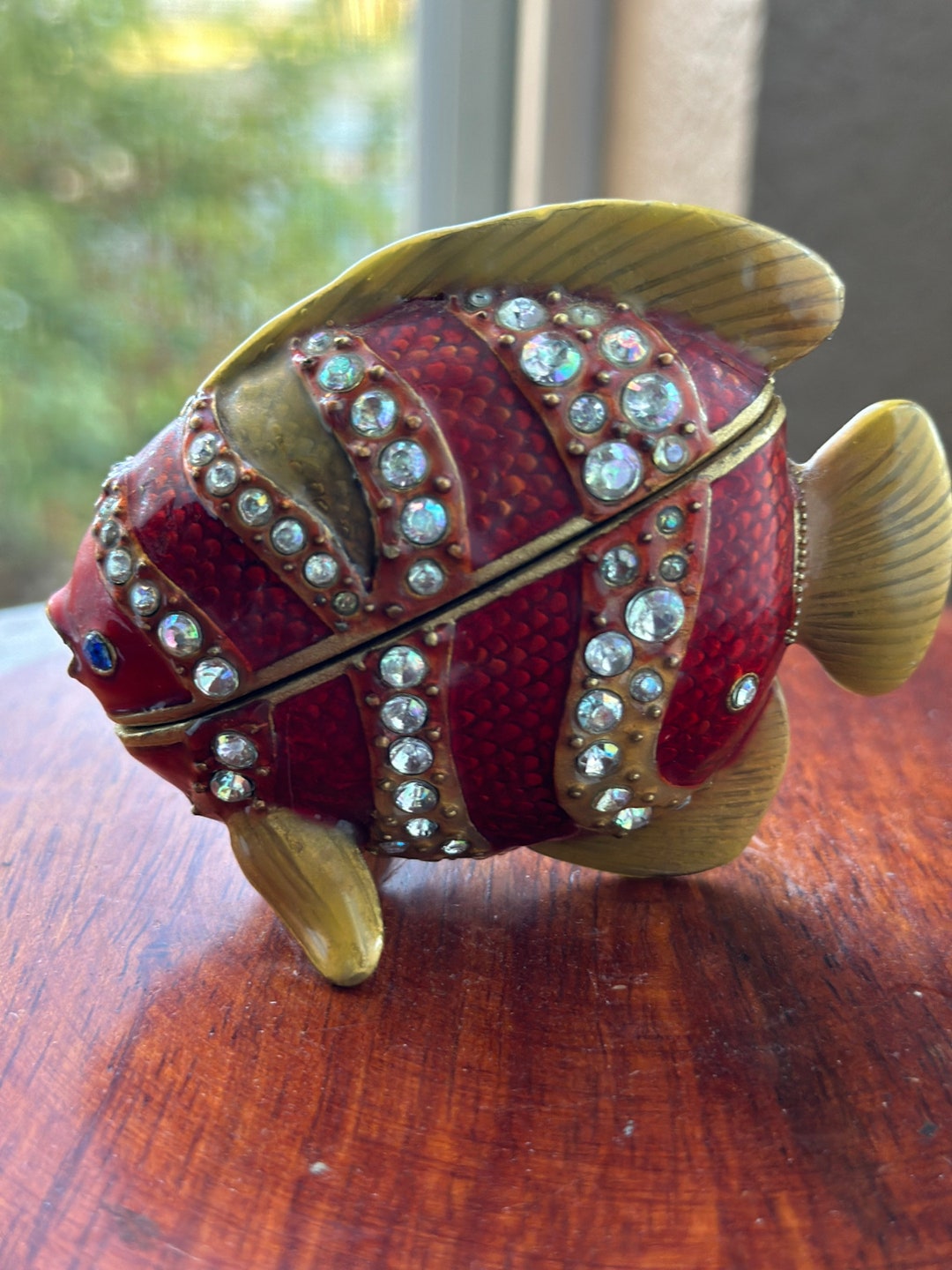 Red and Gold Tropical Fish Crystal Trinket Jeweled Metal Box - Etsy