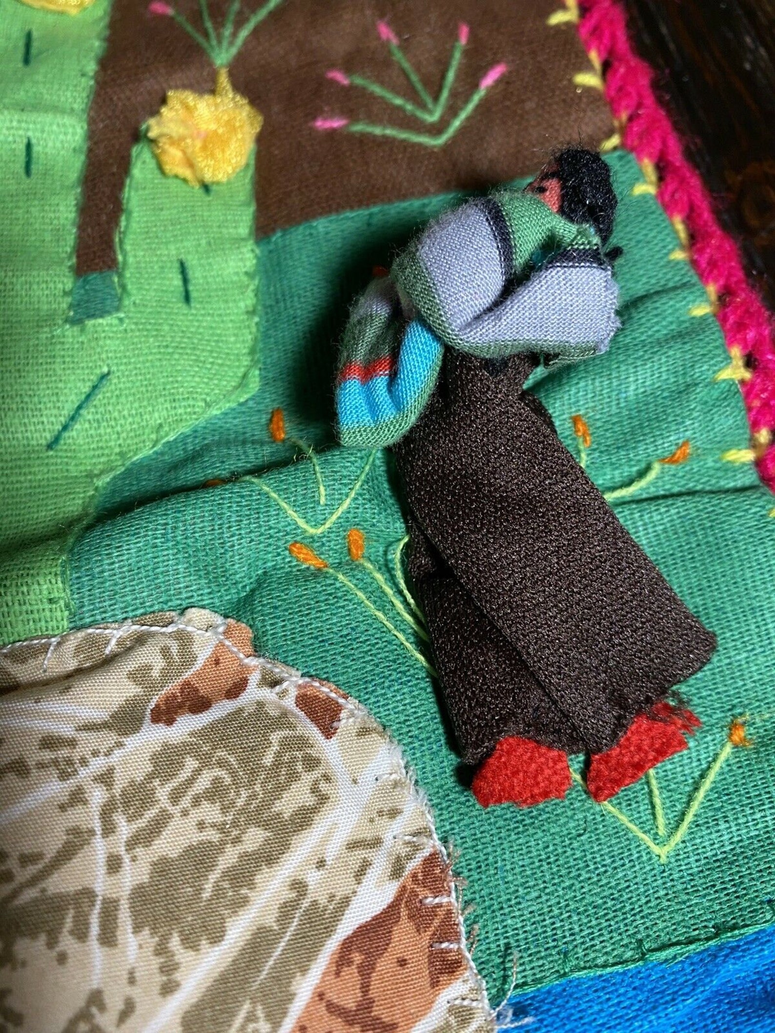 Vintage Fabric Arpillera 3D Folk Art Applique Tapestry Peru ...