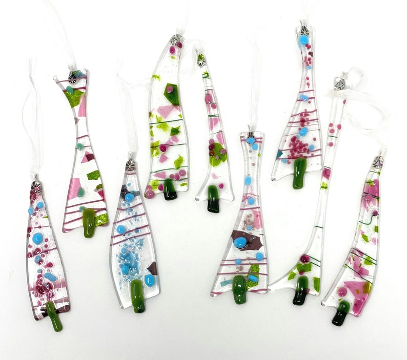 3 Funky Tree Ornaments in Pastels | Etsy