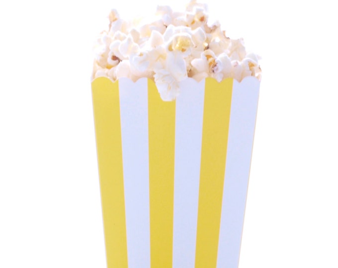 Yellow Stripe Popcorn Boxes 12 Pack Small Party Boxes, Movie Theater ...
