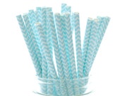 Light Blue Chevron Straws Birthday Party Straws Paper - Etsy