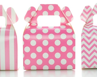 Wedding Favor Boxes Hot Pink Stripe 12 Pack Small Gable - Etsy