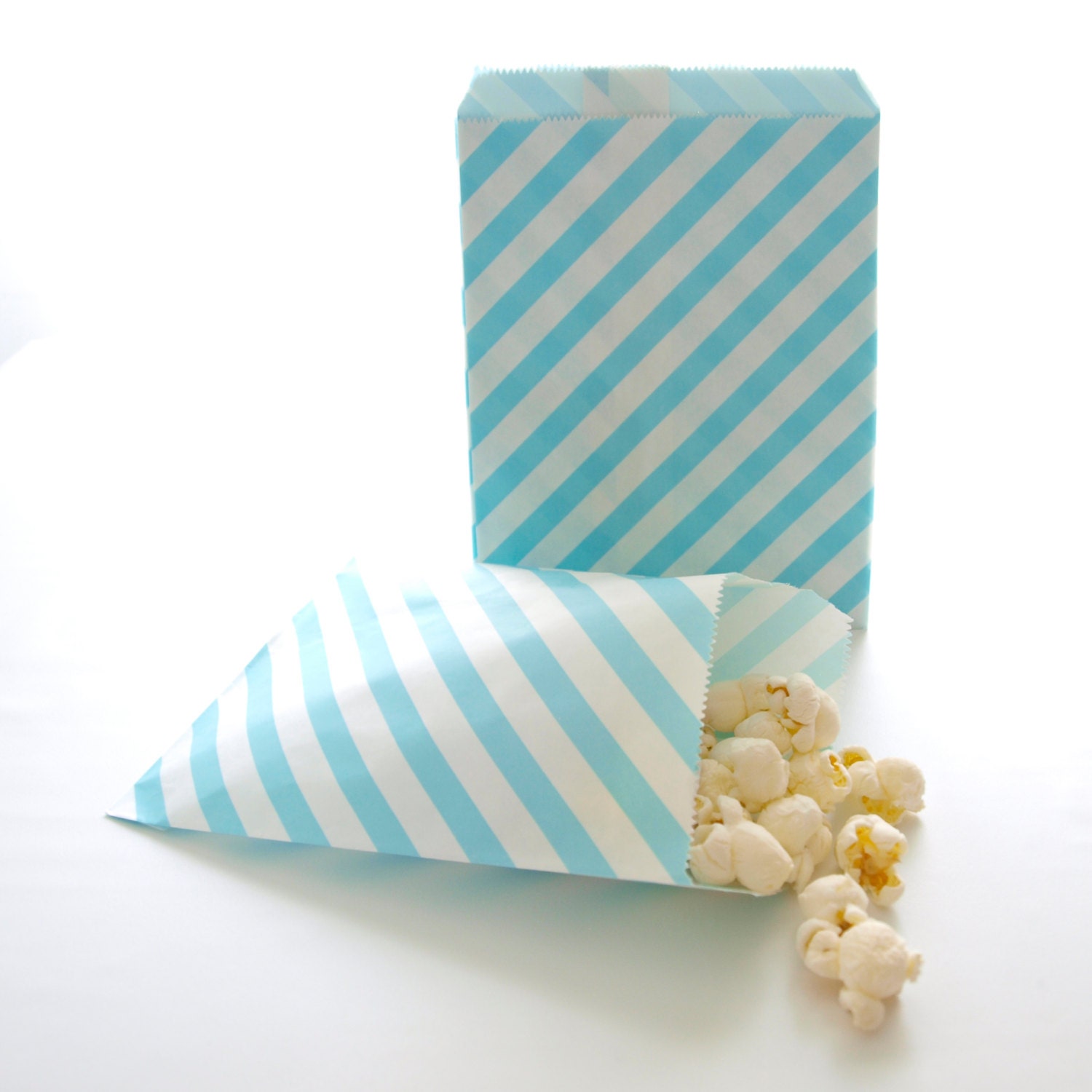 Light Blue Paper Party Bags 100 Pack Stripe Chevron - Etsy