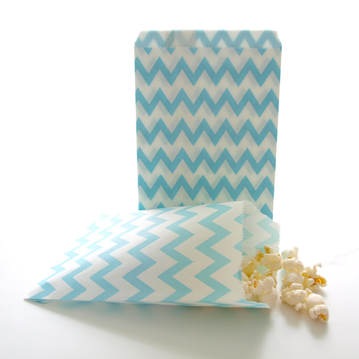 Light Blue Paper Party Bags 100 Pack Stripe Chevron - Etsy