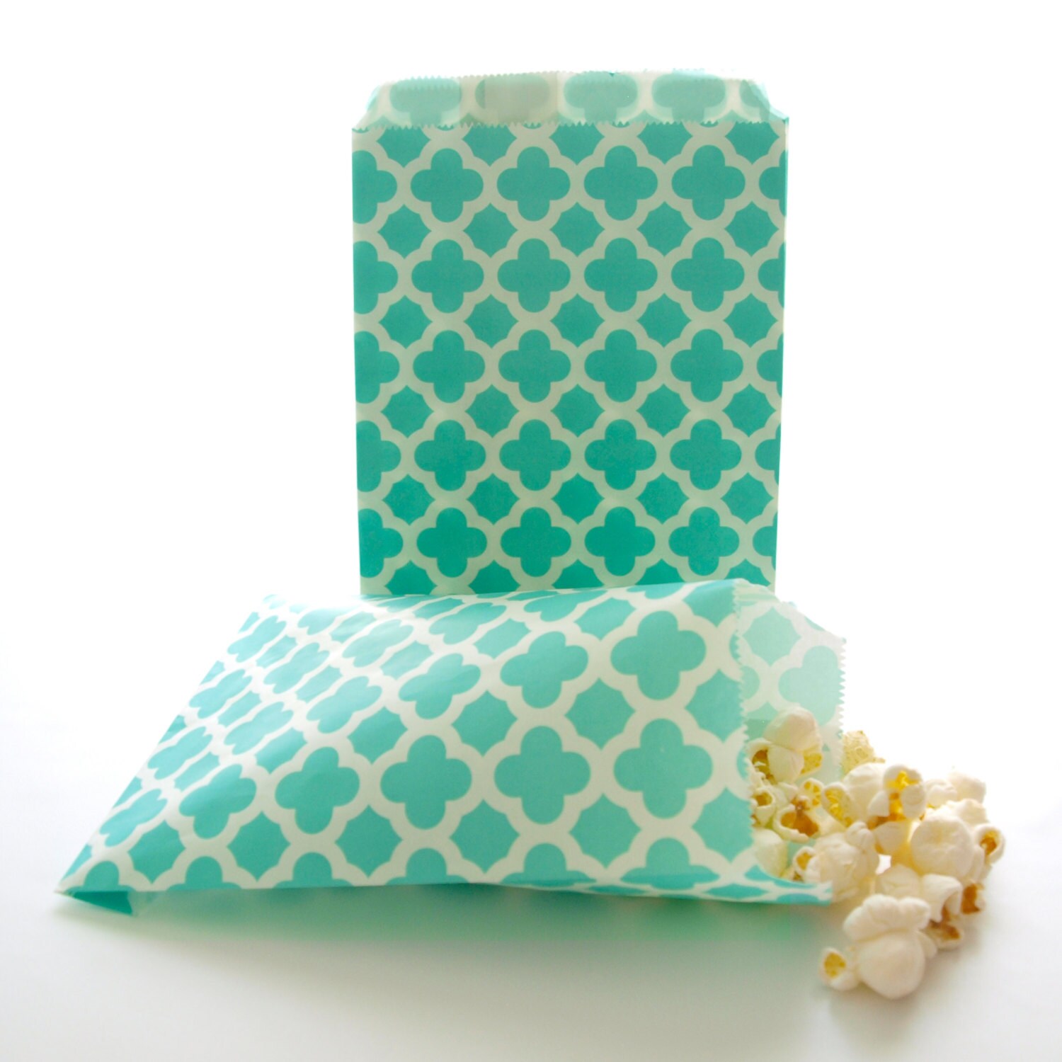 Teal Green Paper Party Bags 100 Pack Stripe Chevron | Etsy