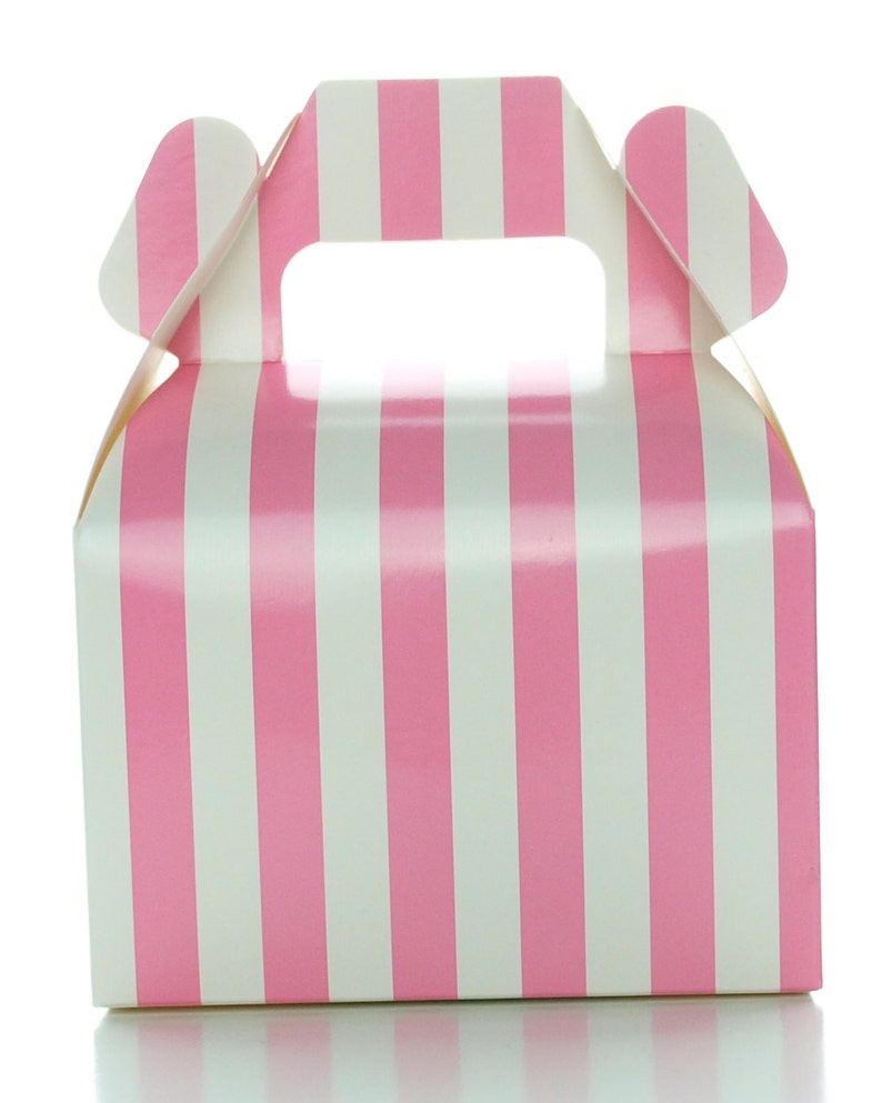 Wedding Favor Boxes Hot Pink Stripe 12 Pack Small Gable - Etsy