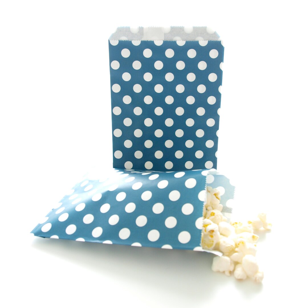 Dark Teal Blue Polka Dot Party Favor Bags (25 Pack) - Treat Bag ...