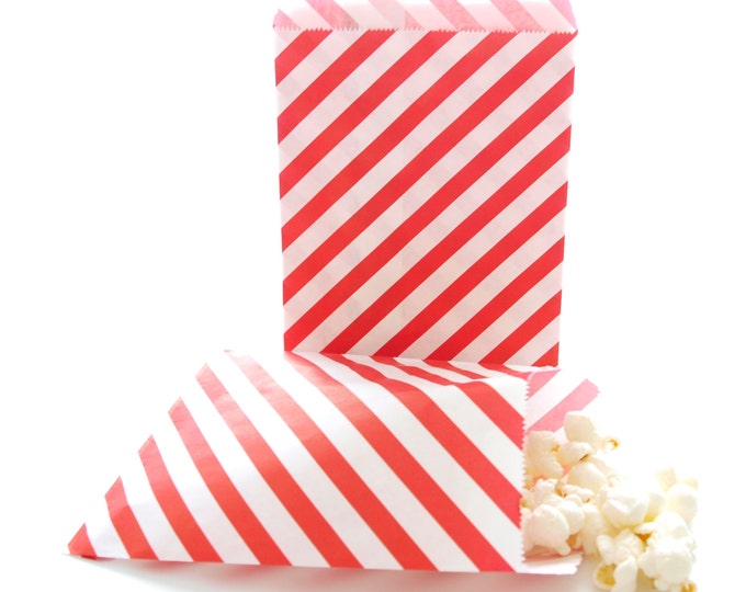 Red Paper Bags, Birthday Goody Bags, Holiday Christmas Bags, Red Candy ...