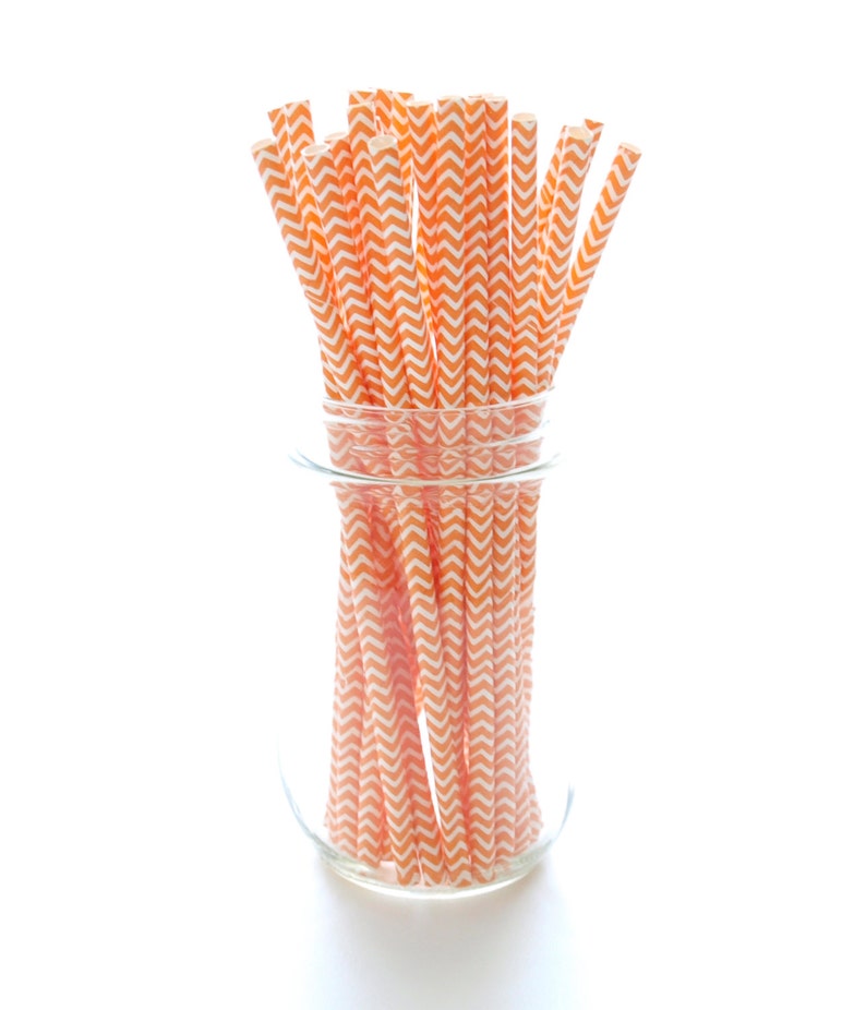 Orange Party Straws Wedding Straws Cocktail Paper Straws - Etsy