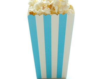 Aqua Blue Stripe Popcorn Boxes 12 Pack Paper Wedding - Etsy