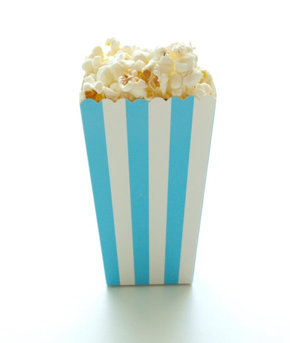 Popcorn Boxes Blue Stripe 12 Pack Party Popcorn Cartons - Etsy