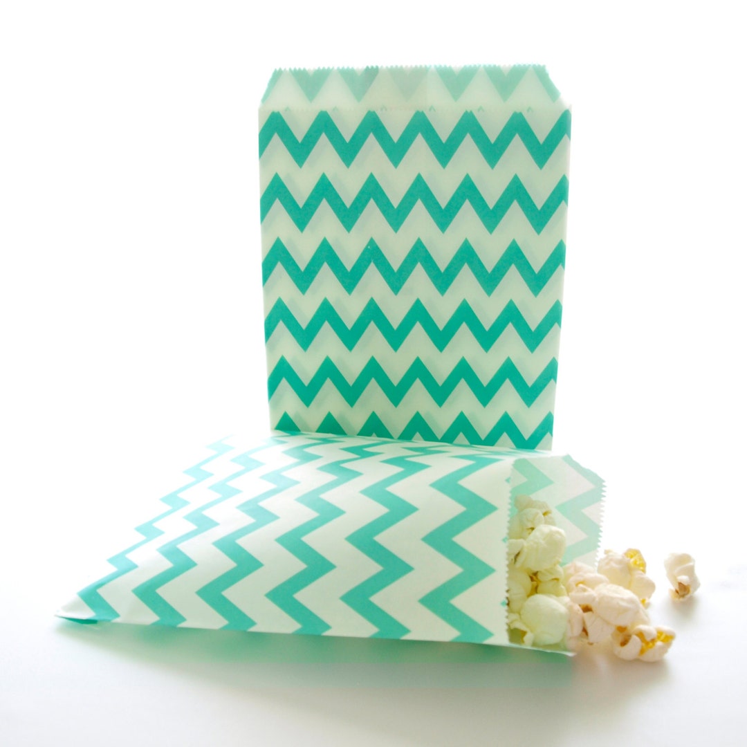 Teal Chevron Party Favor Bags (25 Pack) - Wedding Favor Bags, Birthday ...