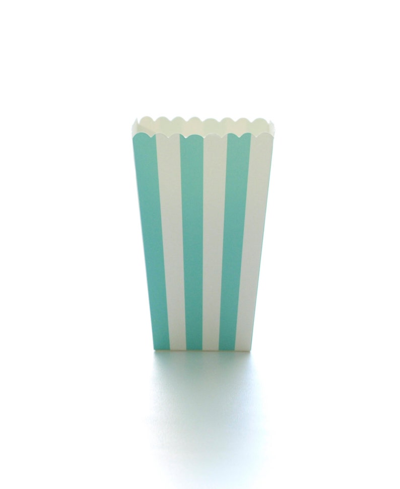Aqua Blue Stripe Popcorn Boxes 12 Pack Paper Wedding - Etsy