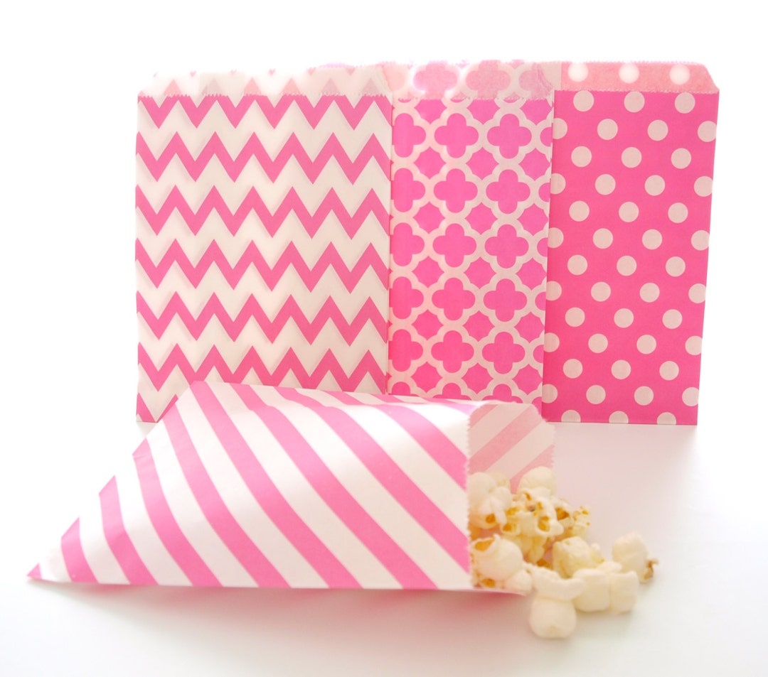 Hot Pink Party Favor Bags (100 Pack): Stripe, Chevron, Tile, Polka Dot ...