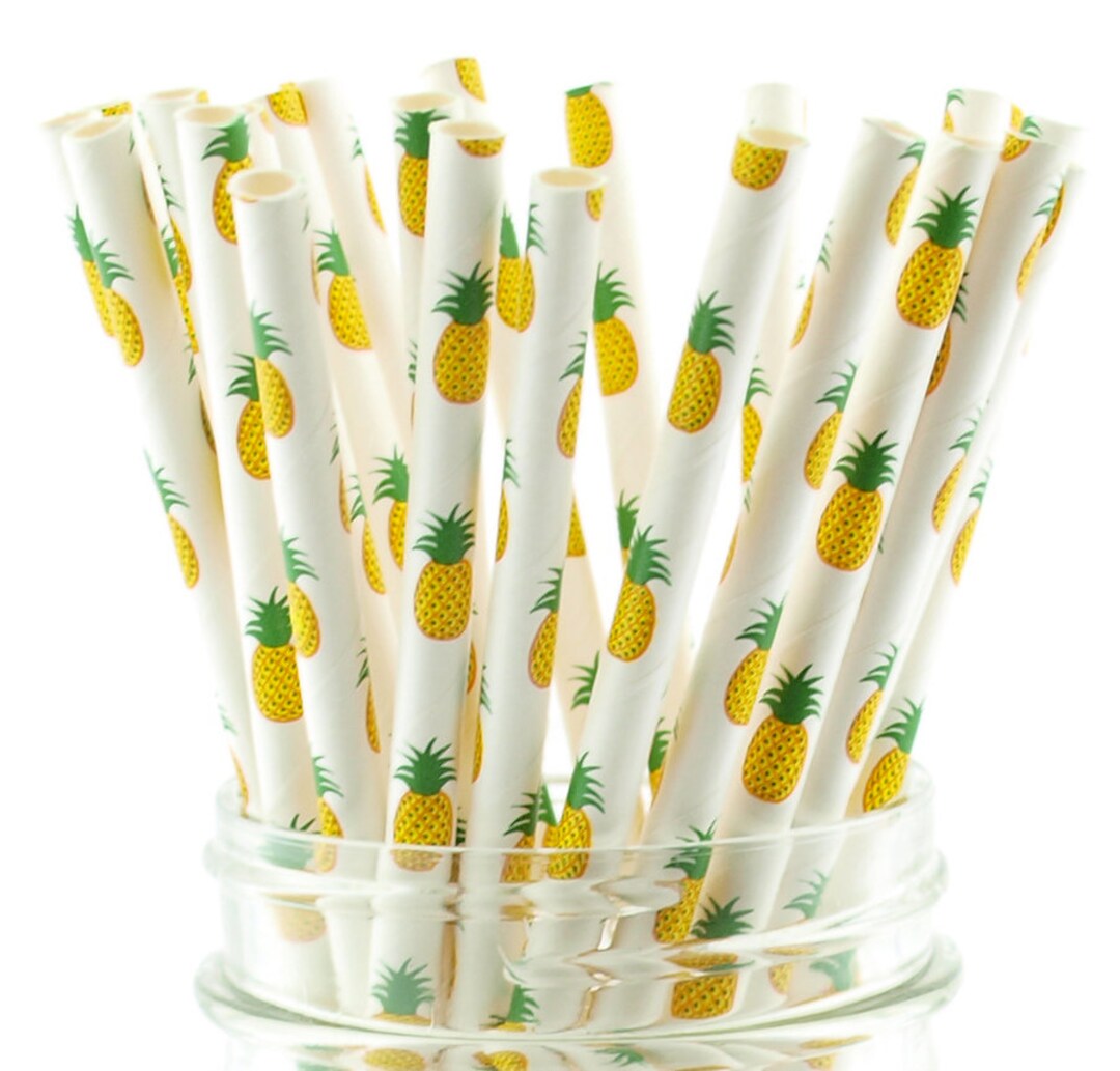 Pineapple Straws (25 Pack) - Hawaiian Luau, Tropical Pool Party - Etsy