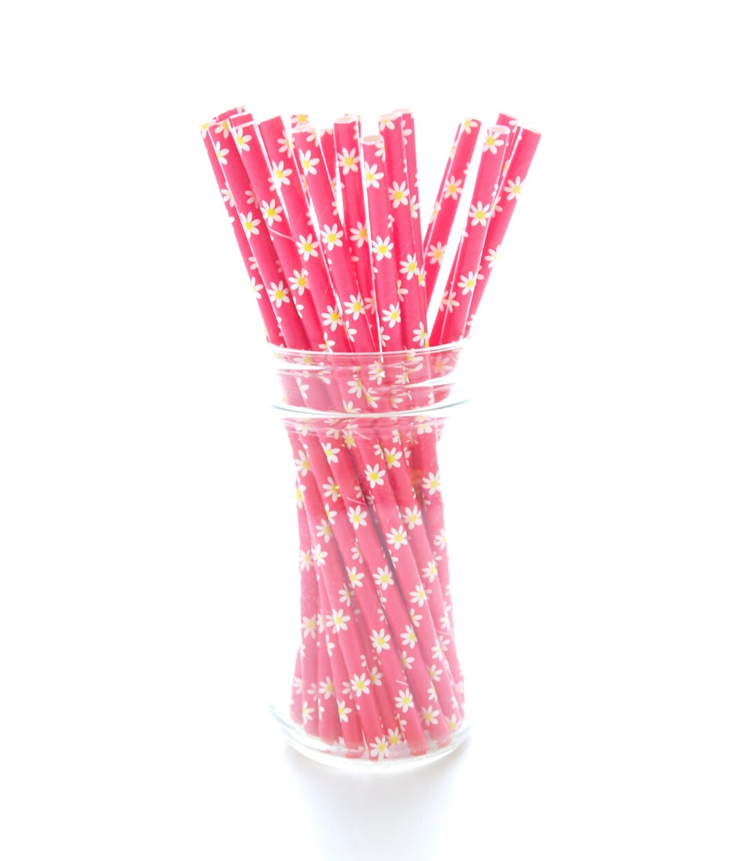 Red Flower Straws, Red Straws With Daisies, Wedding Party Favor Straws ...