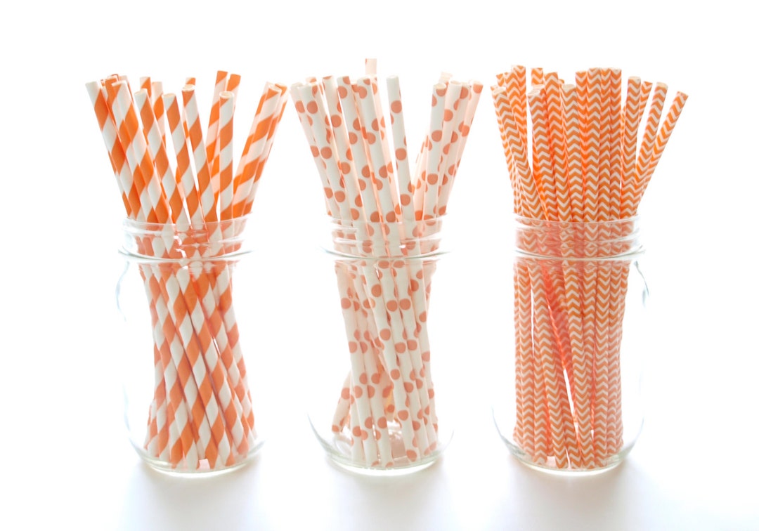 Orange Drinking Straws, Paper Straws, Stir Stick, Long Drinking Straws ...
